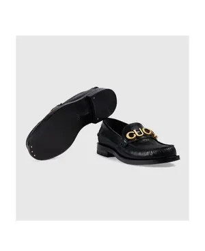 Gucci Logo Plaque Slip-on Loafers - Black