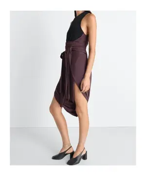 LEMAIRE Draped Sleeveless V-neck Dress With Tie Detail - Fig