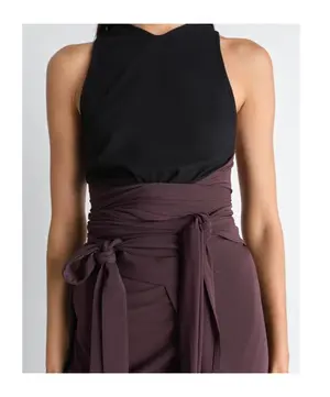 LEMAIRE Draped Sleeveless V-neck Dress With Tie Detail - Fig