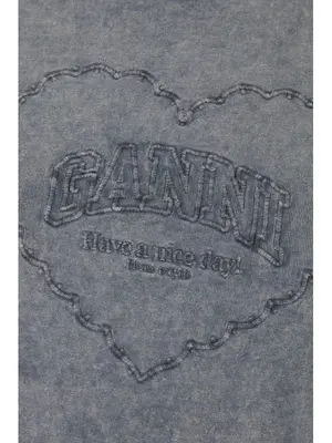 GANNI Short-sleeved T-shirt With Crew Neck - Phantom Black