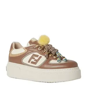 Fendi Leather Platform Low-top Sneakers With Charm Embellishment