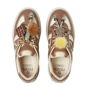 Fendi Leather Platform Low-top Sneakers With Charm Embellishment