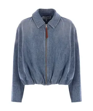 Loewe Draped Zipped Denim Jacket - Indigo