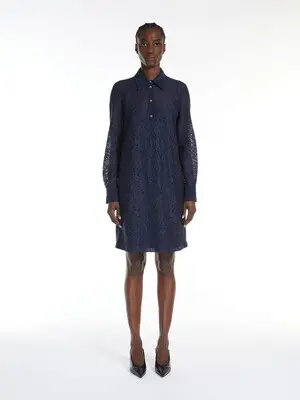Max Mara Navy Flower Lace Dress