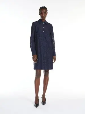 Max Mara Navy Flower Lace Dress