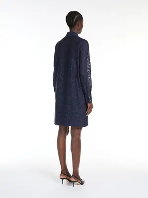 Max Mara Navy Flower Lace Dress