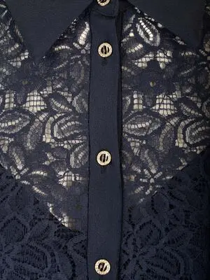 Max Mara Navy Flower Lace Dress