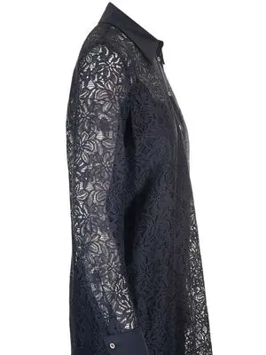 Max Mara Navy Flower Lace Dress