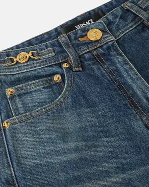Versace Straight Leg Jeans With Medusa '95 Hardware