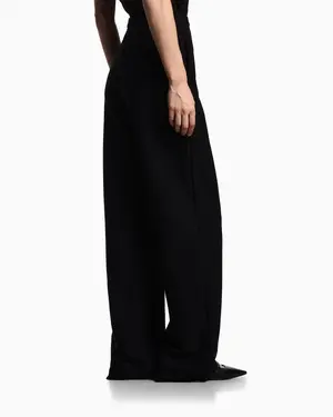 Emporio Armani High Waist Wide Leg Trousers - Black