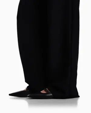 Emporio Armani High Waist Wide Leg Trousers - Black