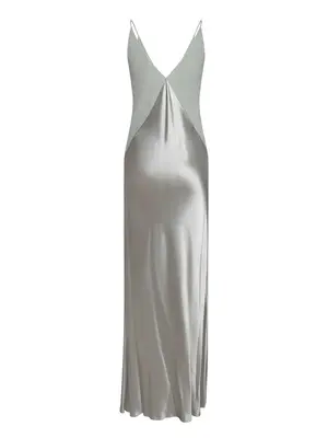 Alberta Ferretti Sleeveless V-neck Satin Maxi Dress