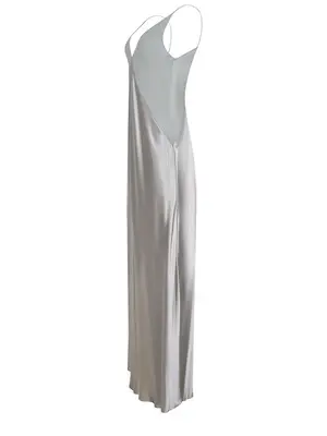 Alberta Ferretti Sleeveless V-neck Satin Maxi Dress