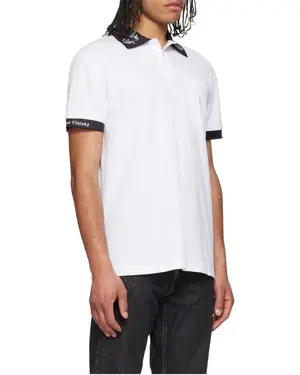 Versace Baroque Collar Polo Shirt - White