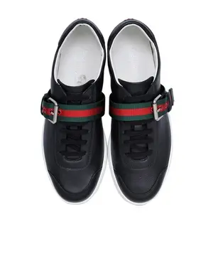 Gucci Low Top Sneakers With Red And Green Stripe Detail