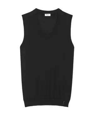 Saint Laurent Le Cassandre Logo Plaque Knitted Vest