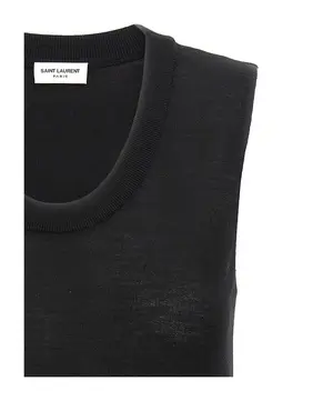 Saint Laurent Le Cassandre Logo Plaque Knitted Vest