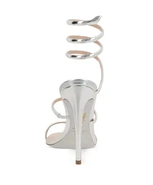 Rene Caovilla Open-toe Spiral Strap Stiletto Sandals - Silver