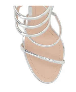 Rene Caovilla Open-toe Spiral Strap Stiletto Sandals - Silver