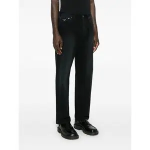 Prada Logo Plaque Straight-leg Jeans - Black