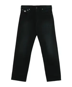 Prada Logo Plaque Straight-leg Jeans - Black