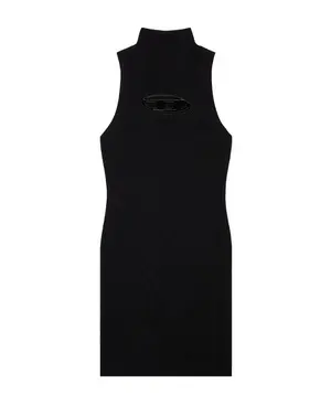 DIESEL® Cut-out Logo Ribbed Mini Dress
