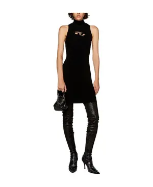 DIESEL® Cut-out Logo Ribbed Mini Dress