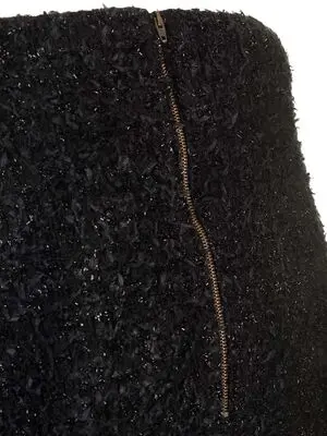 Balenciaga Tweed Midi Skirt With Slit Detail