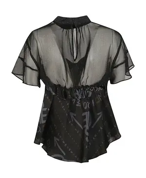 Sacai Printed Short Sleeve Blouse