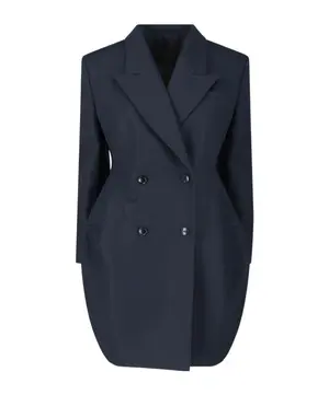 Alaïa Double-breasted Lapel Coat - Black