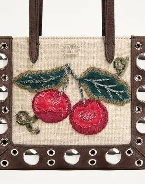 Valentino Garavani Nellcôte Suede Tote Bag With Cherry Embroidery