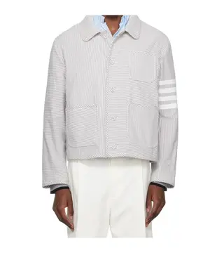 Thom Browne Unconstructed 4-bar Seersucker Jacket