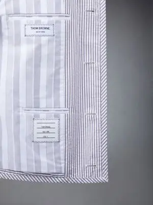 Thom Browne Unconstructed 4-bar Seersucker Jacket