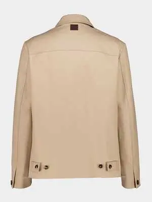 Dior Embroidered Workwear Jacket With Leather Logo Detail