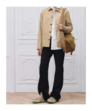 Dior Embroidered Workwear Jacket With Leather Logo Detail