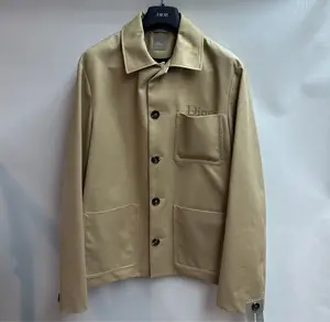 Dior Embroidered Workwear Jacket With Leather Logo Detail