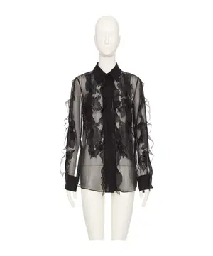 Valentino Garavani Floral Embroidered Ruffled-trim Blouse