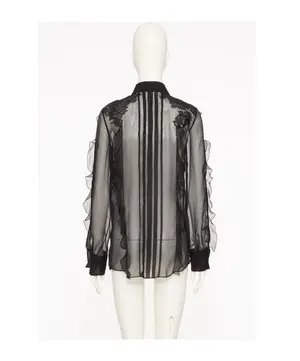 Valentino Garavani Floral Embroidered Ruffled-trim Blouse