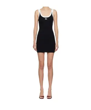 Marissa Chiara Ribbed Suspender Dress - Black