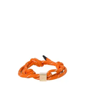 Miu Miu Logo Engraved Rope Bracelet - Orange