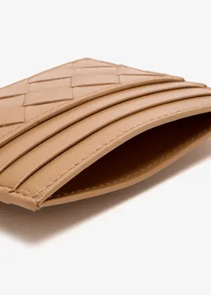 Bottega Veneta Intrecciato Credit Card Case - Brown