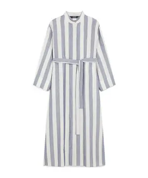 Max Mara Striped Belted Long-sleeved Dress