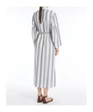 Max Mara Striped Belted Long-sleeved Dress
