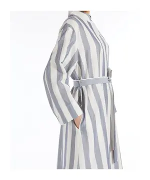 Max Mara Striped Belted Long-sleeved Dress
