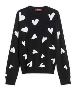 Max Mara Heart Pattern Wool Sweater - Black