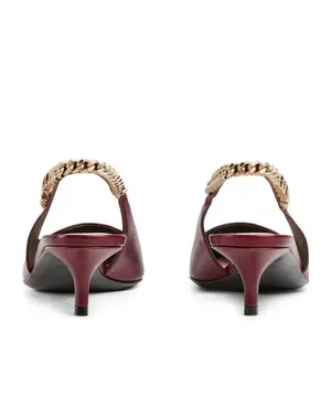 Gucci Signoria Logo Plaque Slingback Pumps - Dark Red