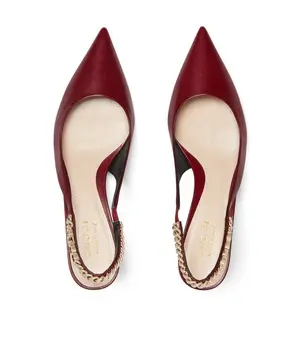 Gucci Signoria Logo Plaque Slingback Pumps - Dark Red
