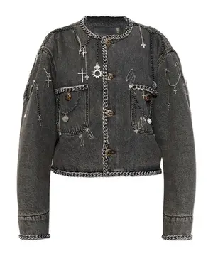 R13 Embellished Denim Jacket - Black