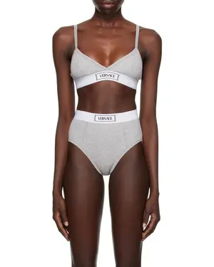 Versace Logo-patch V-neck Bra