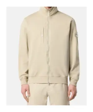 Stone Island Zip-up Stand Collar Sweatshirt With Compass Badge